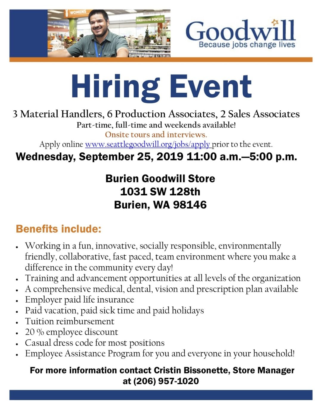 Burien Goodwill holding Hiring Event on Wednesday, Sept. 25 - The B ...