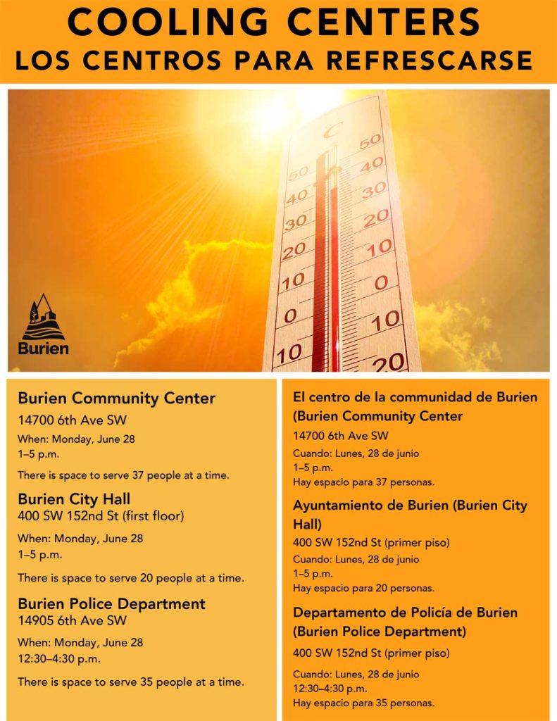 Three cooling centers will be open in Burien on Monday, June 28 - The B ...