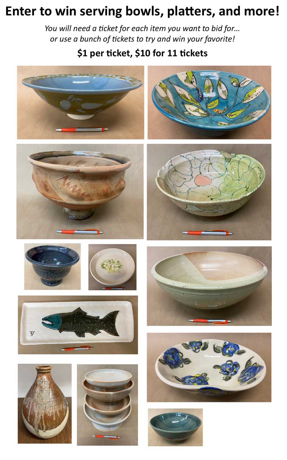 Here's a sneak peek at some of the handmade bowls you can win at Friday ...