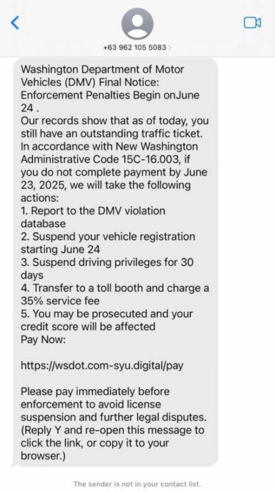 SCAM ALERT: Police warn residents to ignore and delete fraudulent text ...