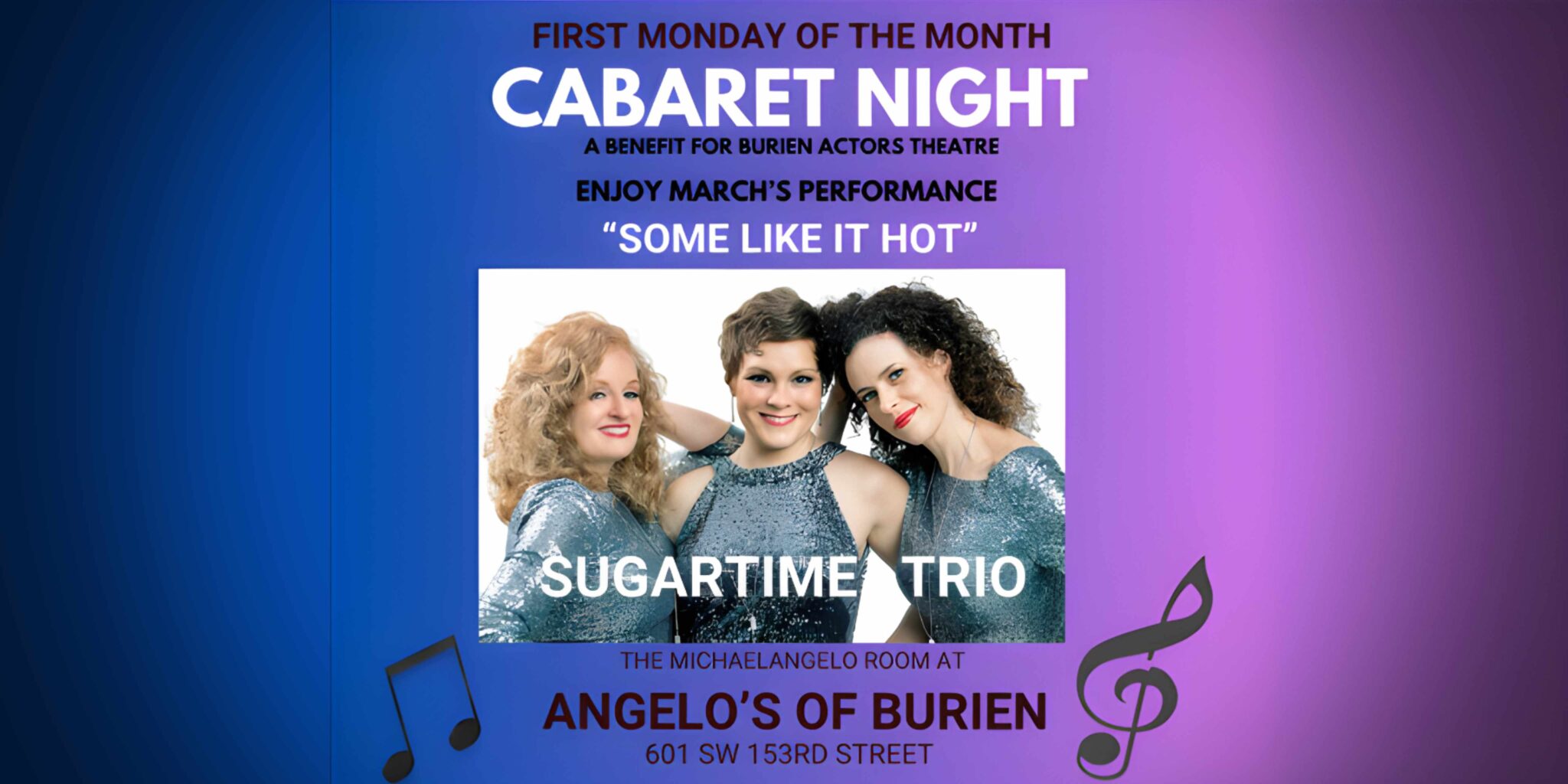 Sugartime Trio to headline BAT Theatre's Monday, Mar. 2 cabaret at ...